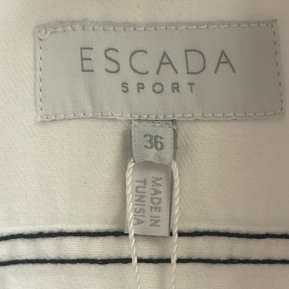 Escada | Jackets & Coats | Escada Sport White W Navy Denim Jacket Nwt ...